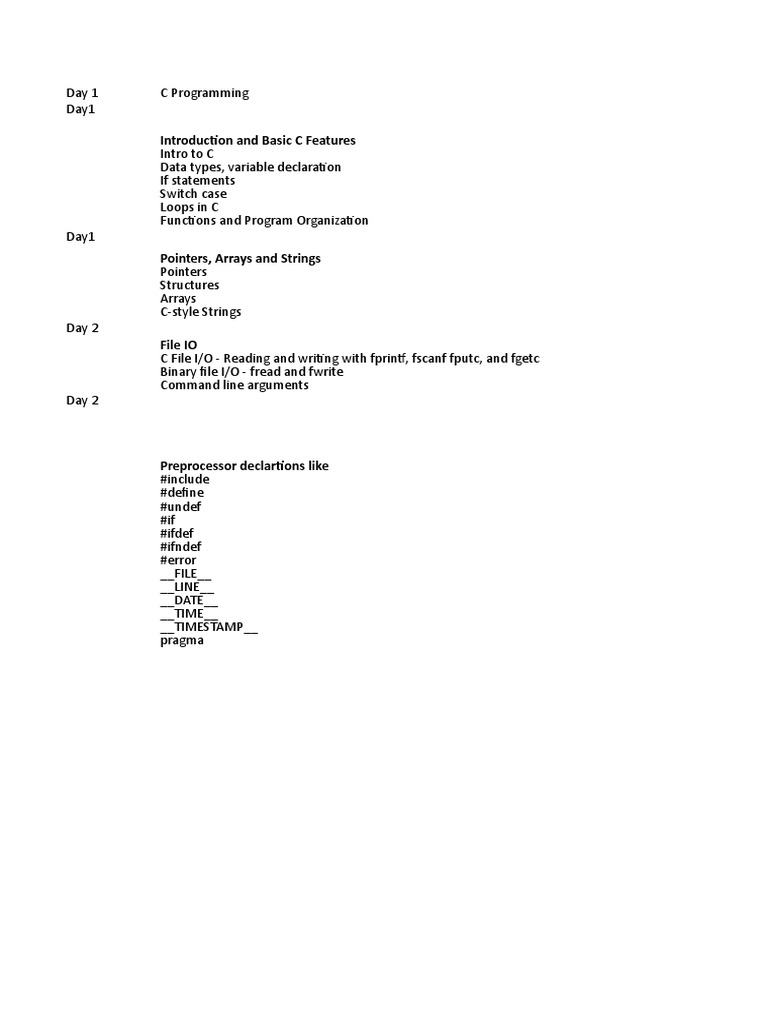 Syllabus - C Programming | PDF | Shell (Computing) | C (Programming ... Syllabus - C Programming | PDF | Shell (Computing) | C (Programming ...