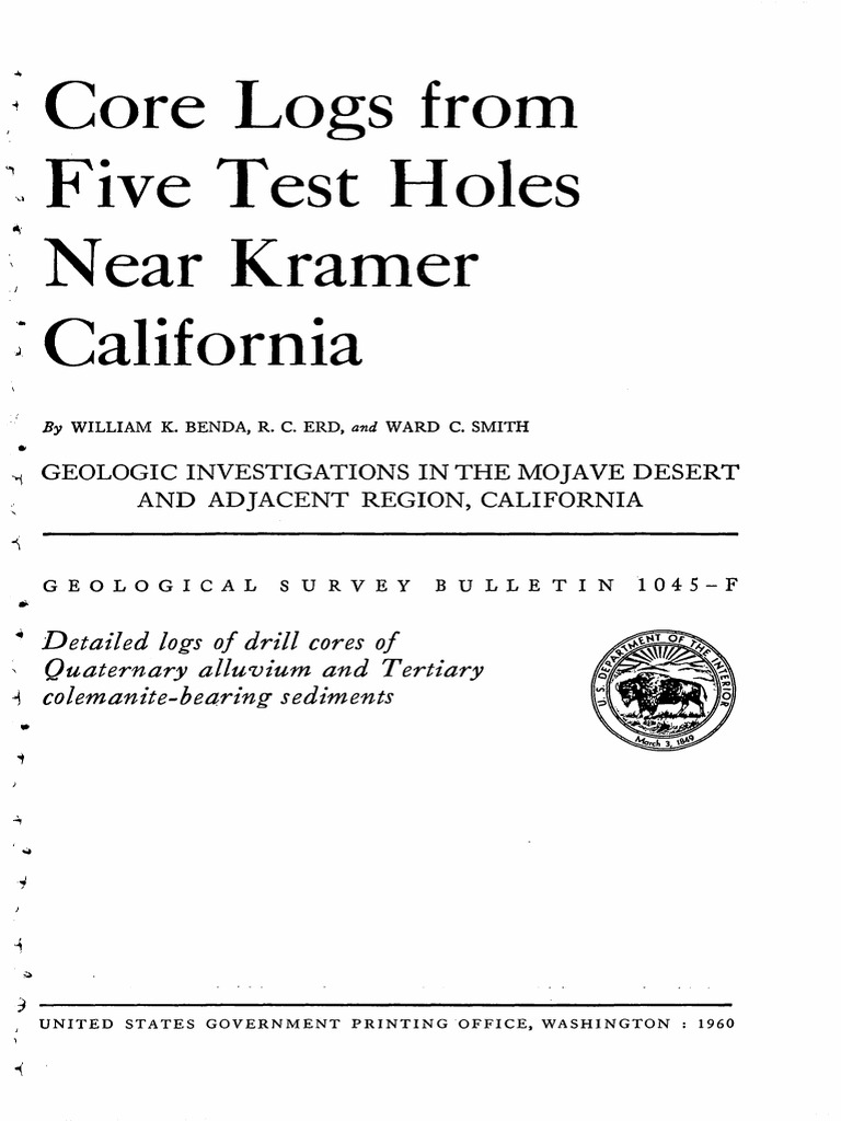 Core Logs From Five Test Holes Near Kramer California | PDF | Minerals ...