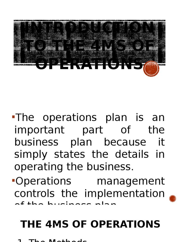 4Ms of Operations | PDF | Employment | Entrepreneurship