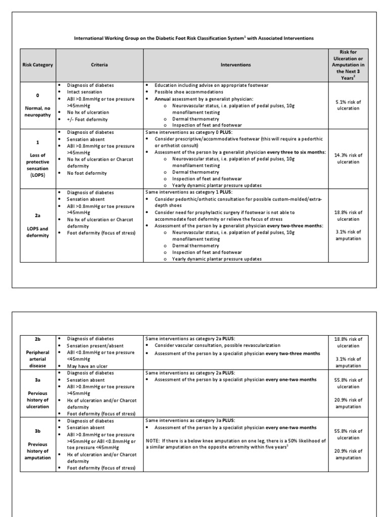 IWGDF Diabetic Foot Risk Classification | PDF | Amputation | Toe