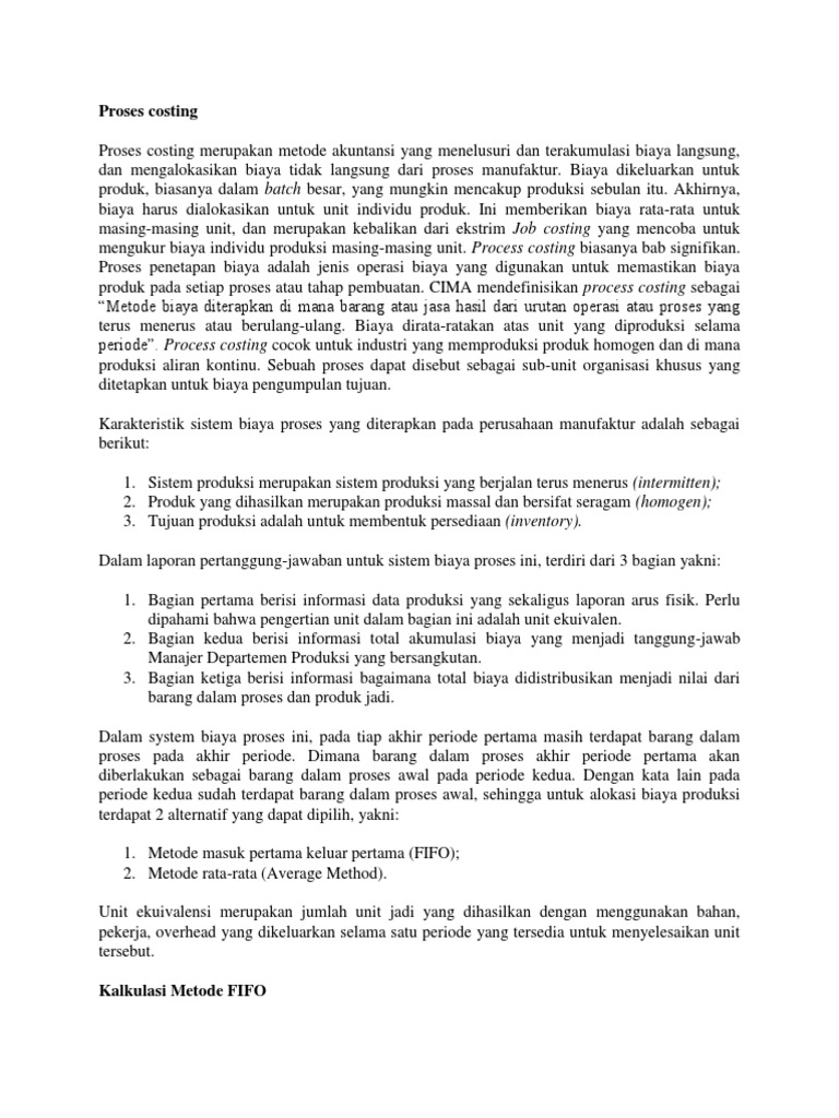 Proses Costing | PDF