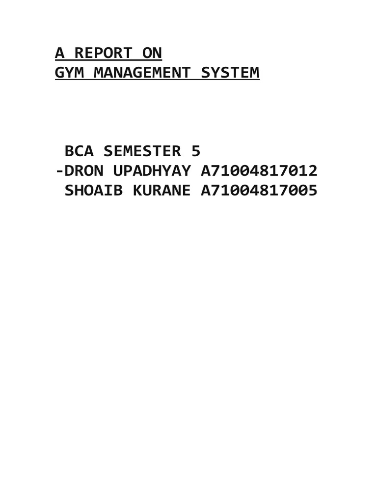 A Report On Gym Management System | PDF | Software Testing ...