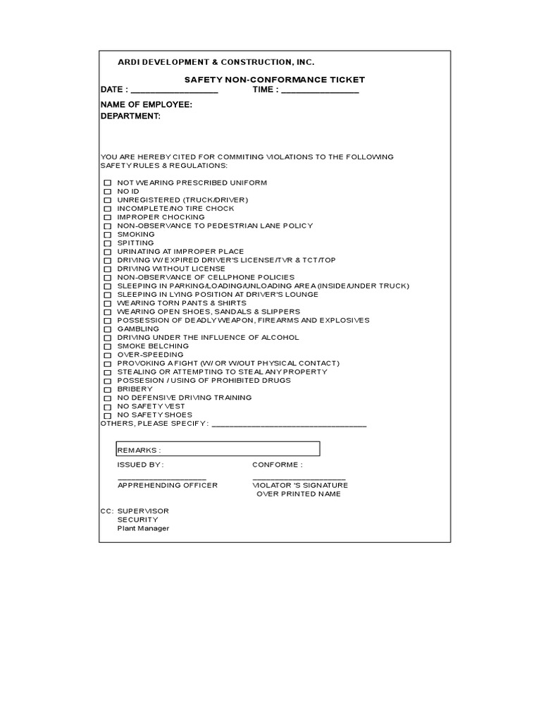 Violation Ticket | PDF