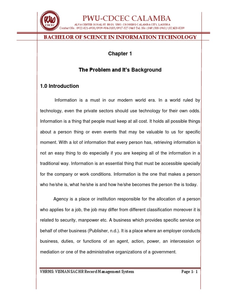 Pwu-Cdcec Calamba: The Problem and It's Background | PDF | Graphical ...