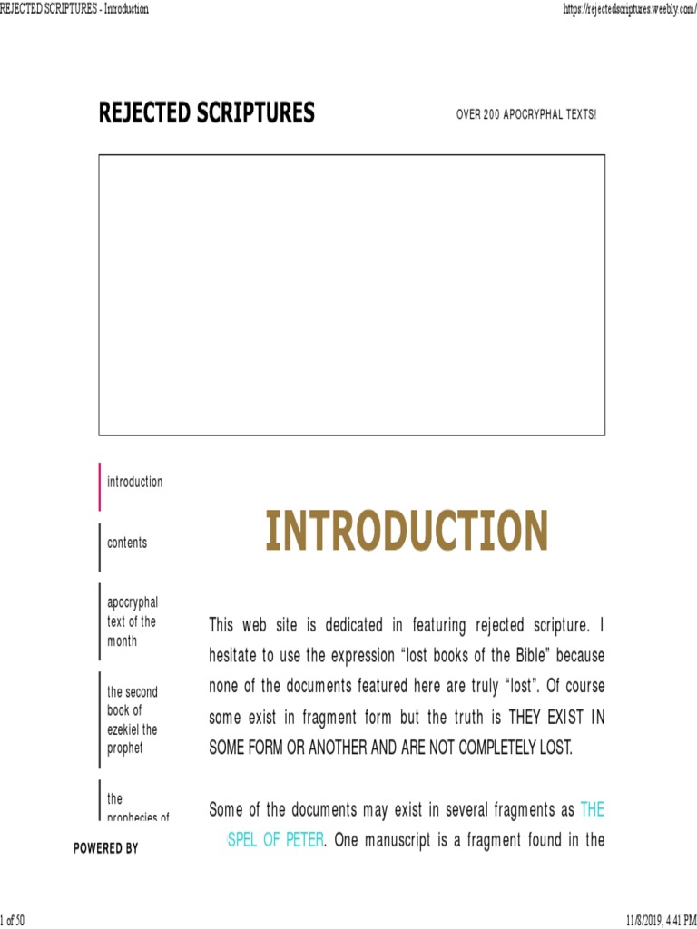 Rejected Scriptures - Introduction | PDF | Saint Peter | Bible