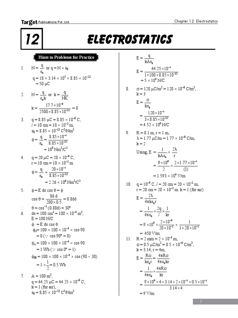 12 Electrostatics PDF | PDF | Force | Quantity