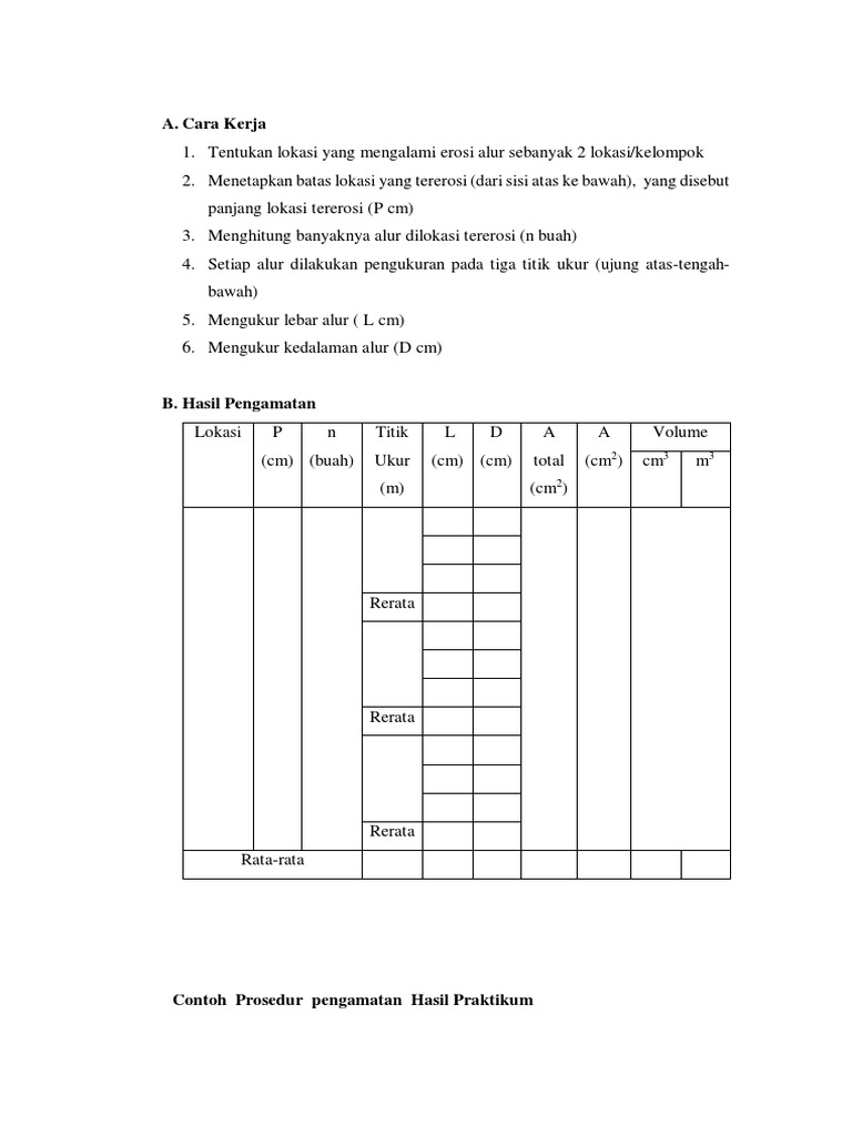 Cara Kerja Pengukuran Erosi Alur | PDF