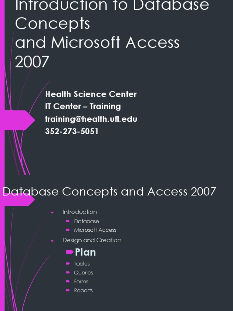 Database Concepts And Access 2007 Introduction Pdf Microsoft Access Databases