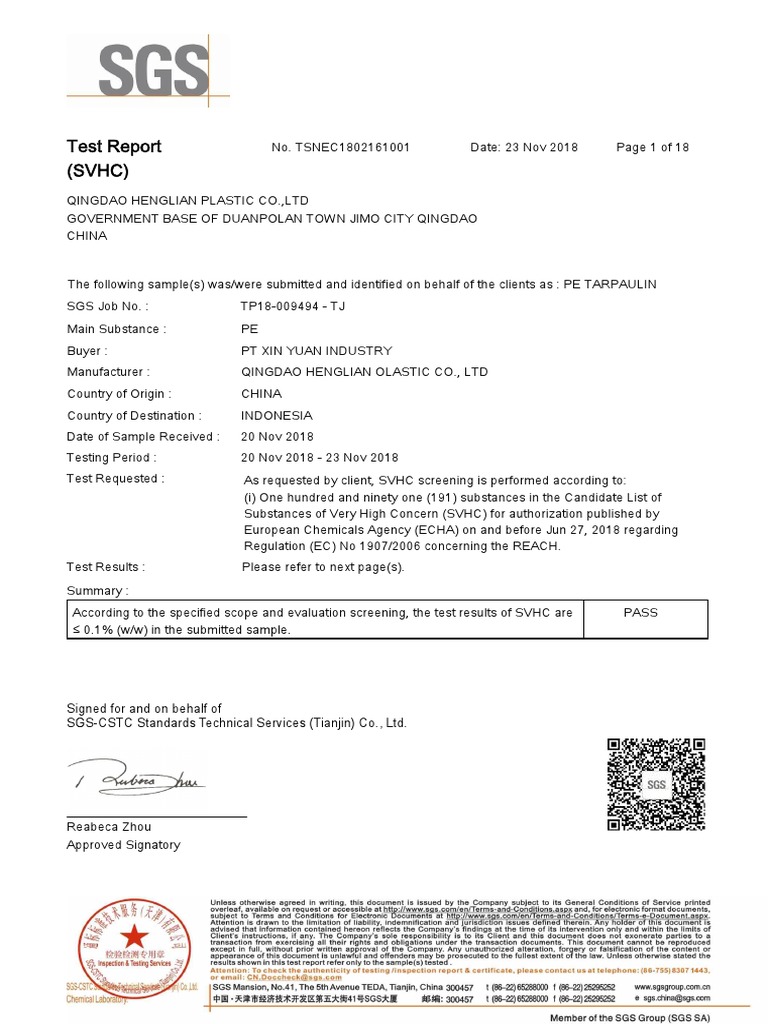 SGS (Food Grade) | PDF | Atoms | Chemical Elements