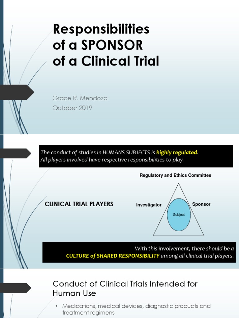 Role of Sponsor | PDF | Clinical Trial | Quality Assurance