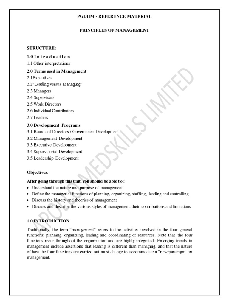Principles of Management | PDF | Goal | Leadership