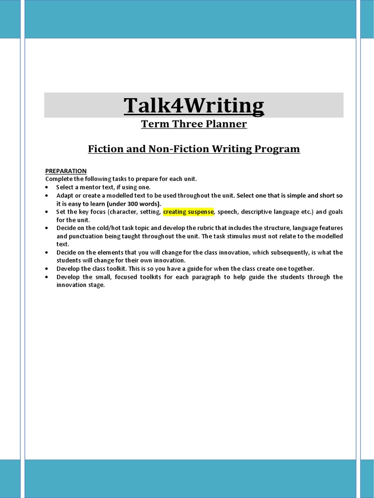 Term 3 Talk4writing Program | PDF | Poetry | Narrative