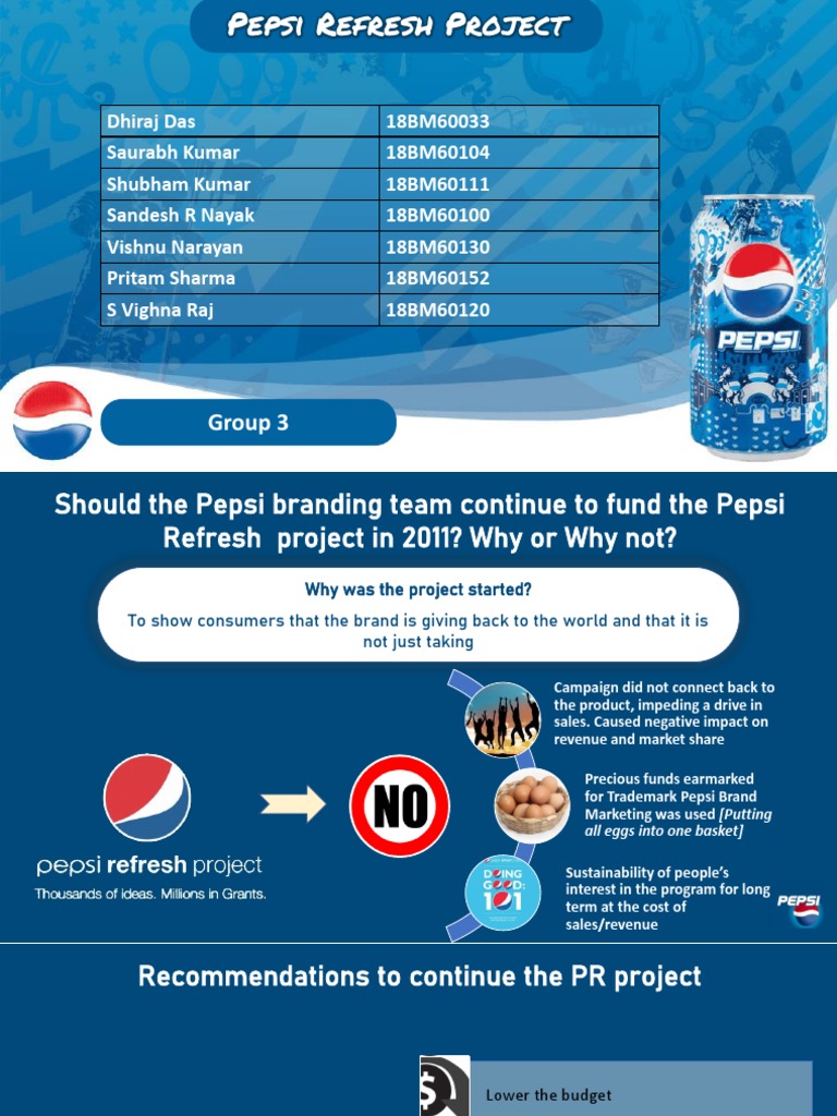Pepsi Refresh Project Group3 | PDF | Pepsi | Brand