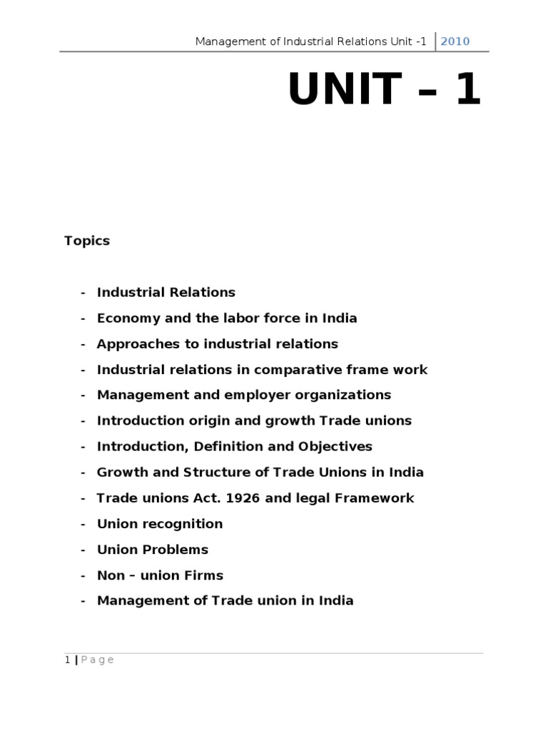 Management of Industrial Relations | PDF | Trade Union | Employment