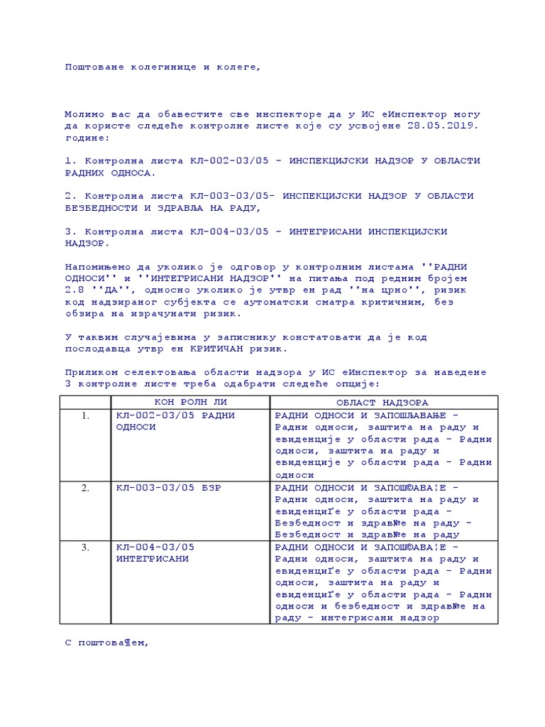 Kontrolne Liste | PDF