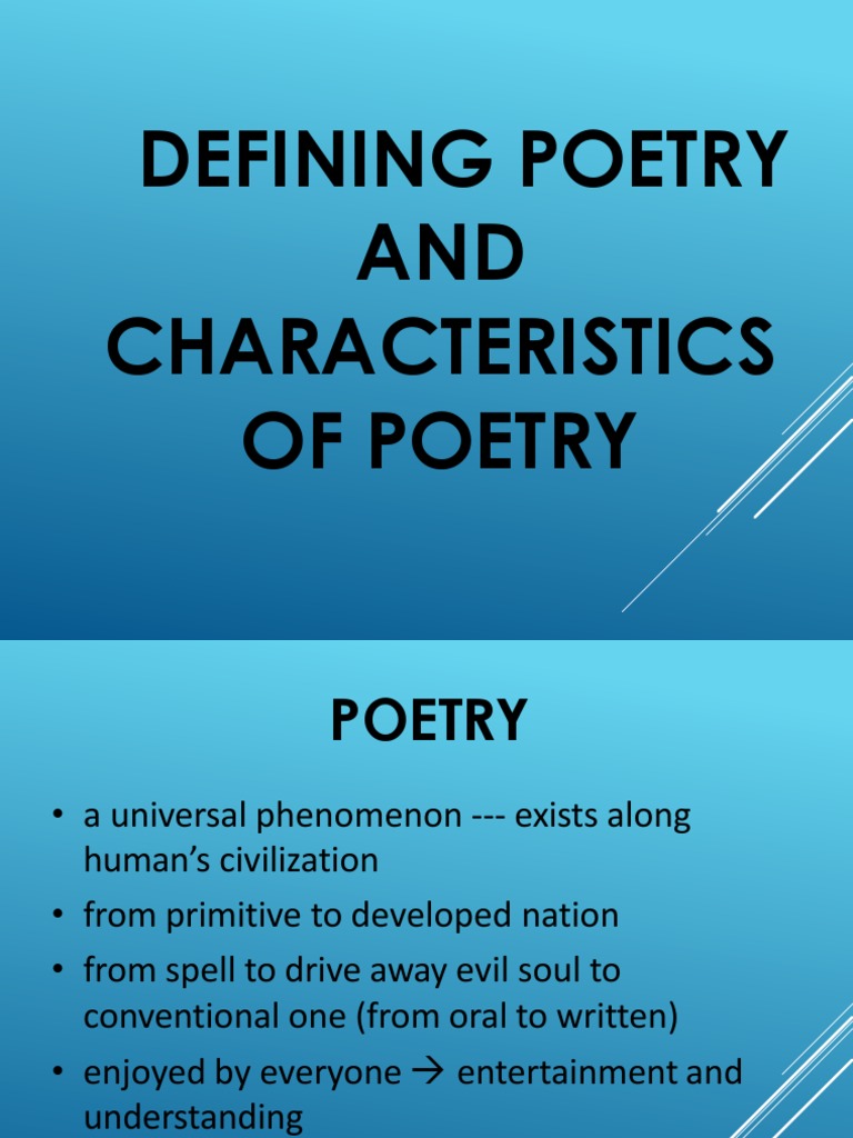 Defining Poetry AND Characteristics of Poetry | PDF | Metre (Poetry ...