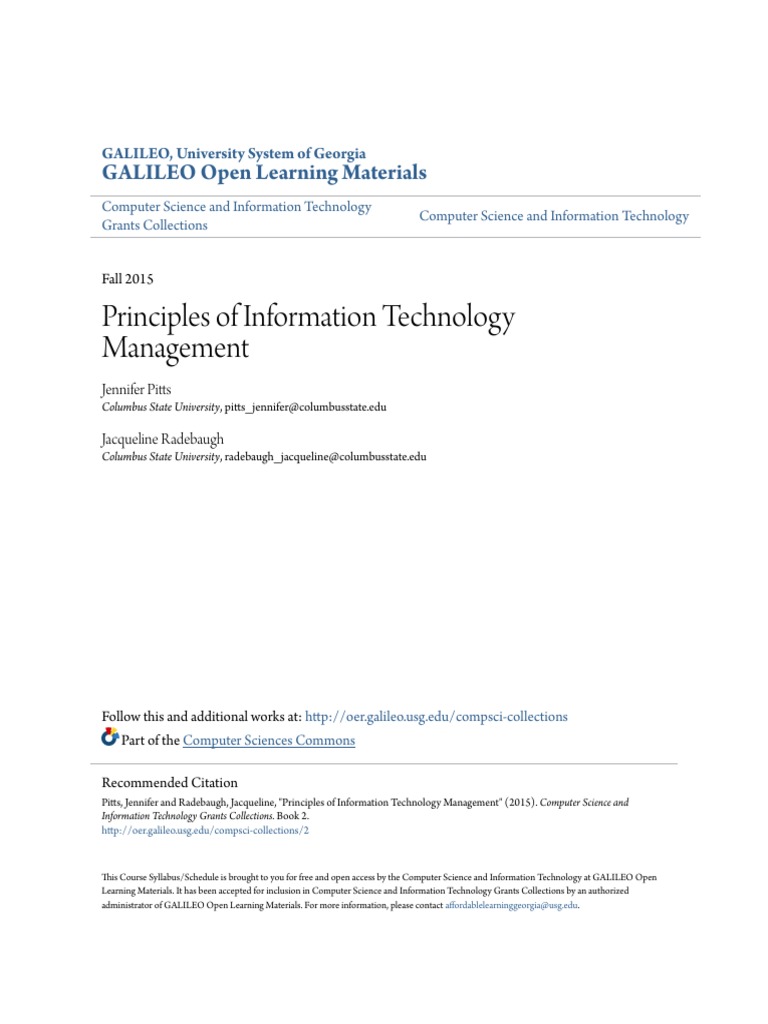 Principles of Information Technology Management PDF | PDF | Textbook ...