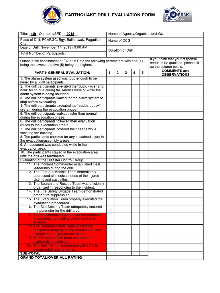 Earthquake Evaluation Form | PDF | Emergency Management | Public Safety