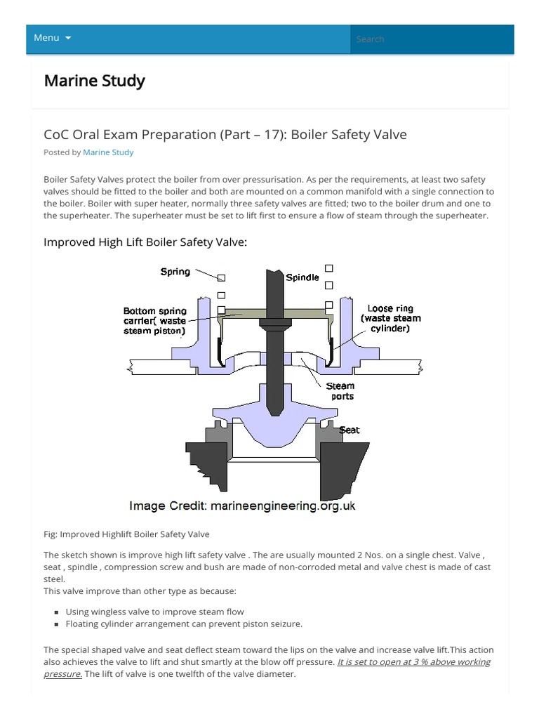 Boiler Safety Valve Overview and Testing | PDF | Valve | Boiler