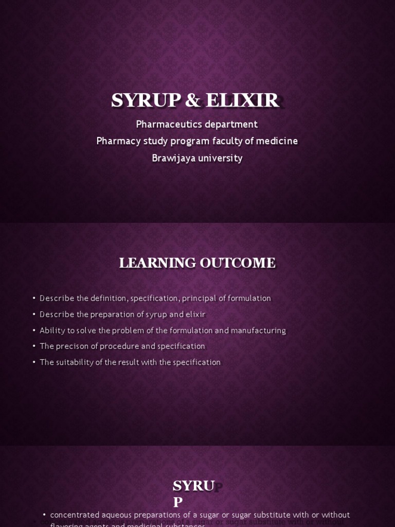 Syrup & Elixir | PDF | Syrup | Solution