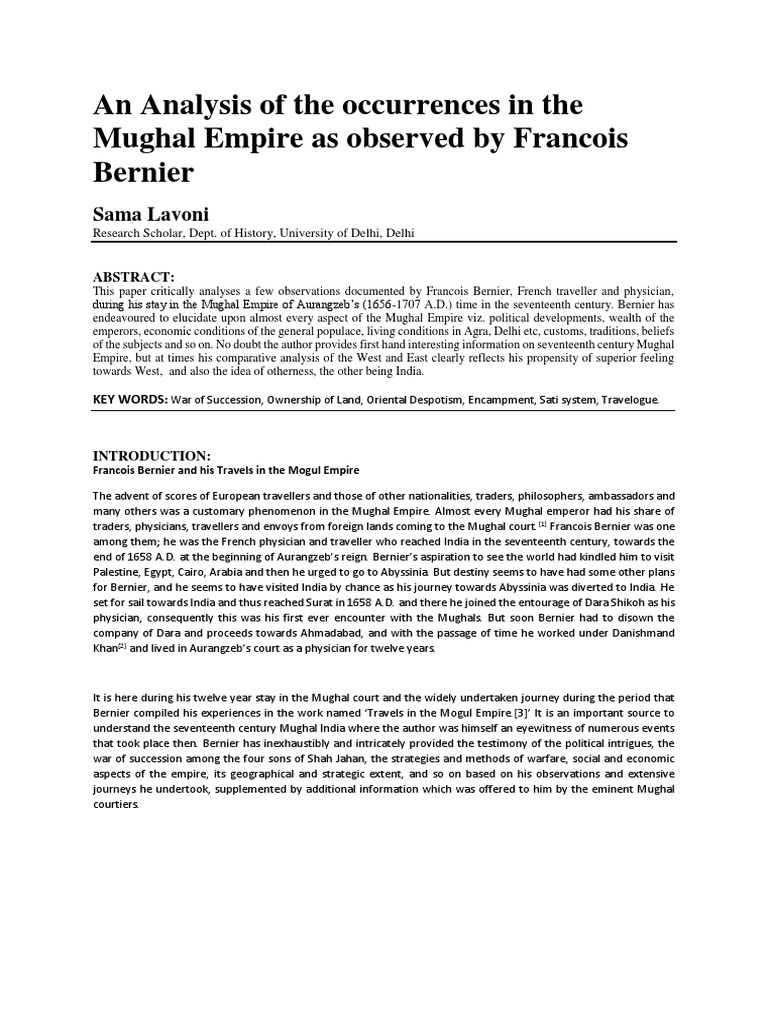 Bernier | PDF | Mughal Empire