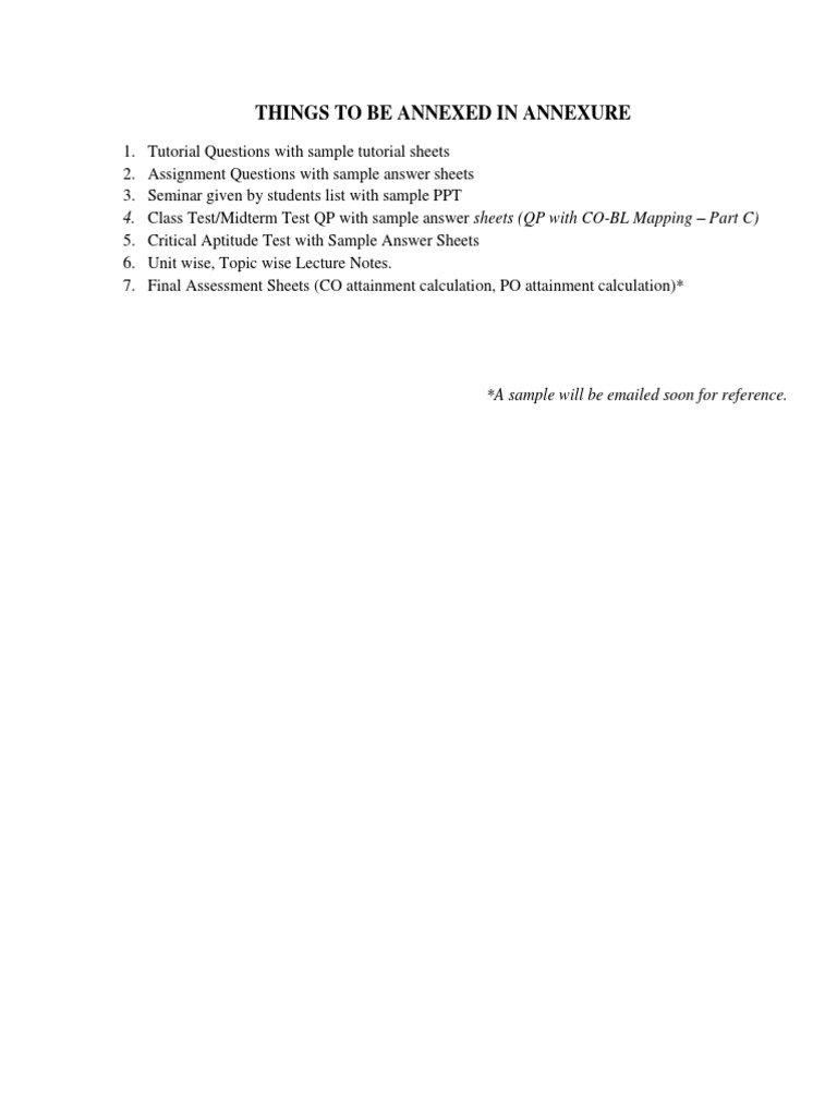 Things To Be Annexed in Annexure | PDF | Student Assessment And ...