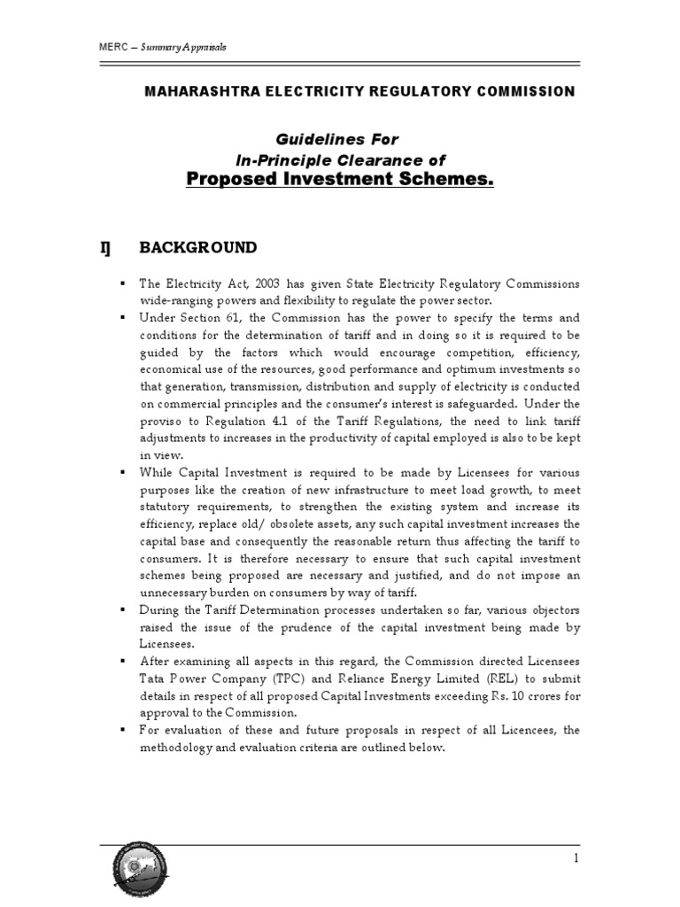 MAHARASHTRA ELECTRICITY REGULATORY COMMISSION Guidelines For In ...