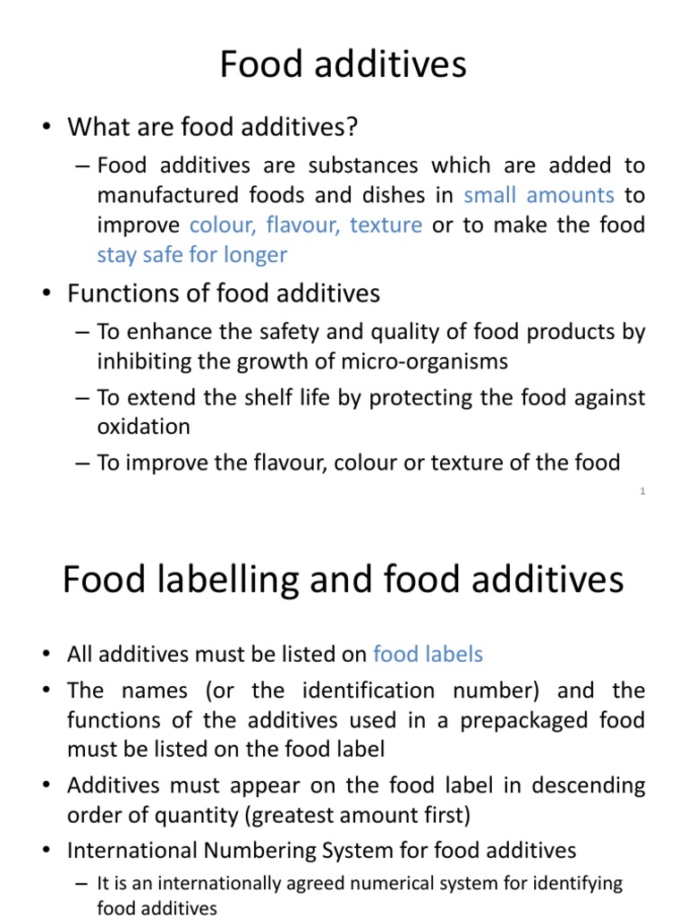 Functions and Labels of Food Additives | PDF | Nitrate | Nitrite