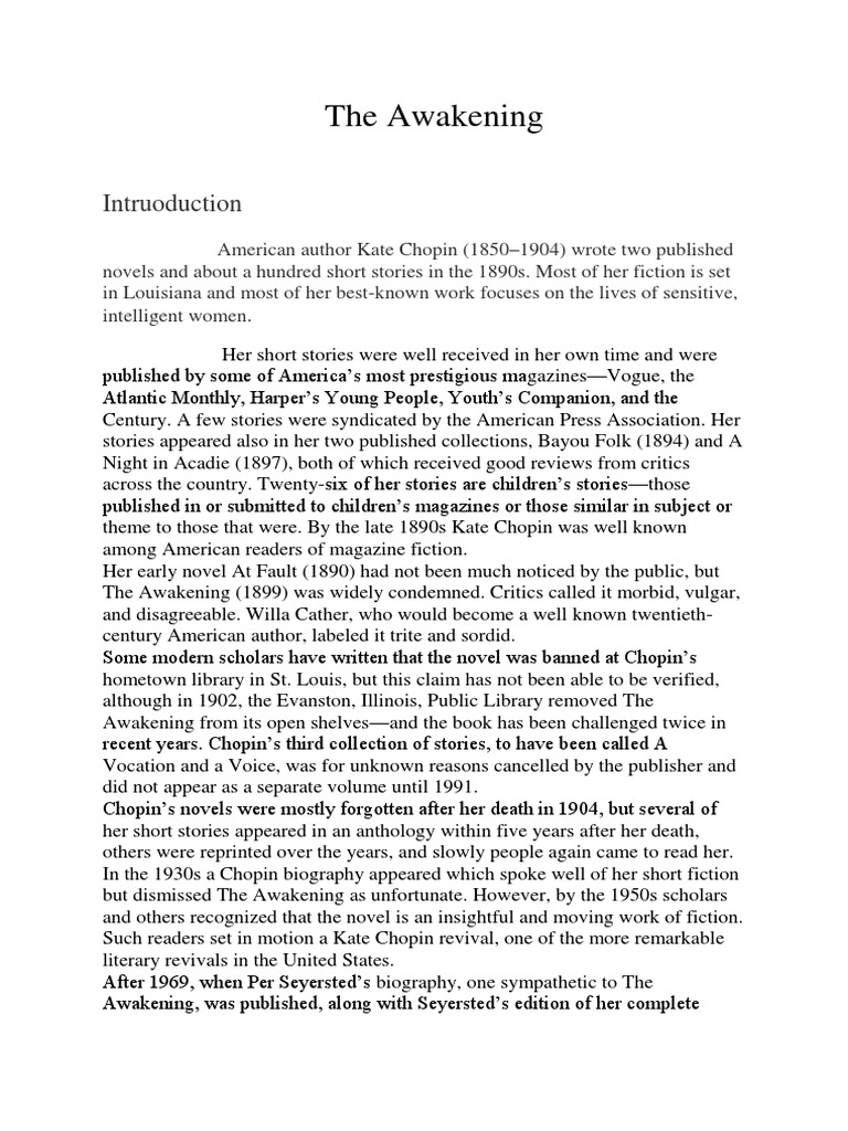 Assignment - The Awakening | PDF | The Awakening (Chopin Novel) | Feminism