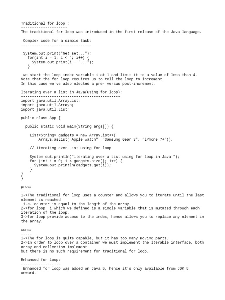 Difference Between Forloop and Enchance For Loop | PDF | Array Data ...