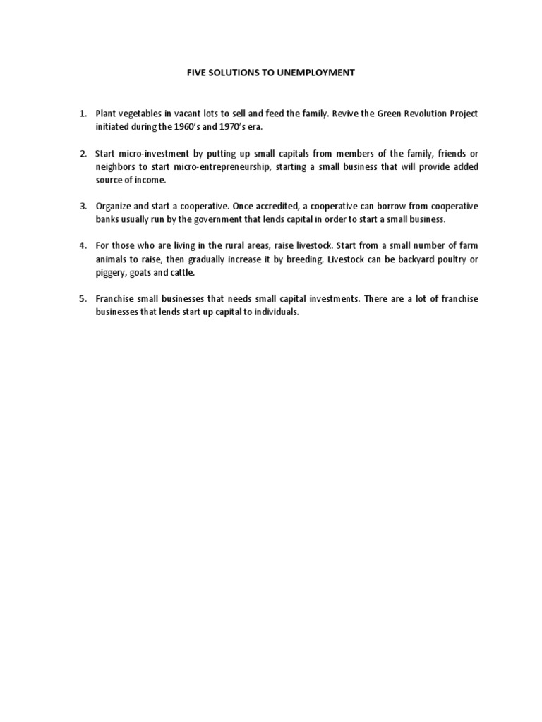 5 Solutions To Unemployment | PDF