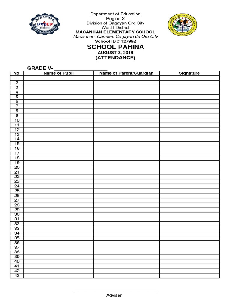 Assembly Meeting Attendance With Pupils Name | PDF
