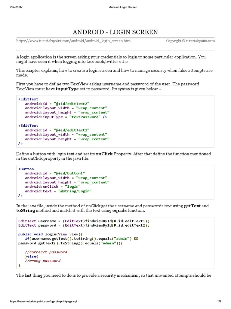 Android Login Screen | PDF | Android (Operating System) | Login