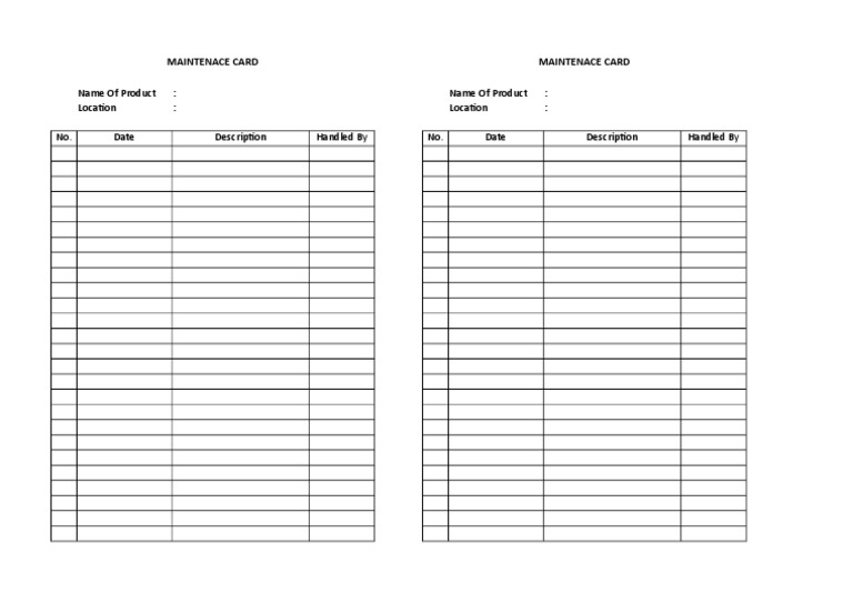 Maintenance Card | PDF