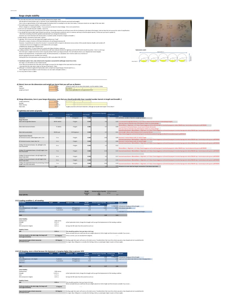 Barge Stability Calculations 2015-08-24 | PDF | Watercraft | Ships