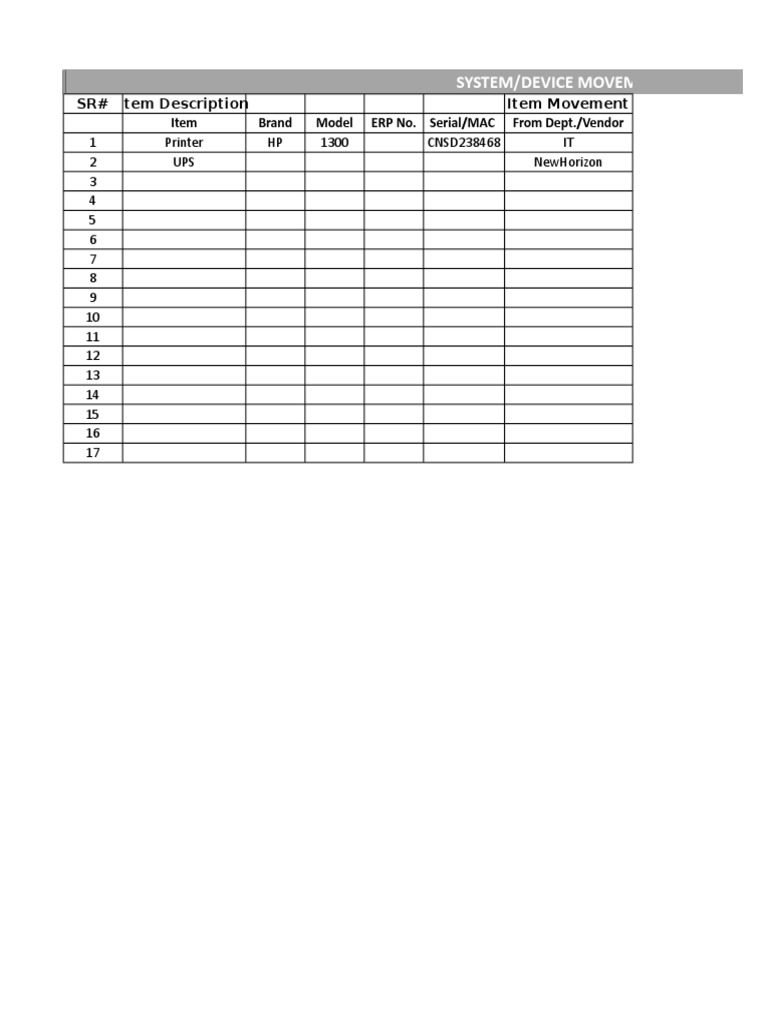 Device Movement Log | PDF