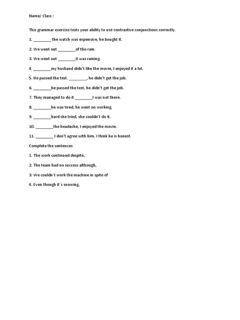 This Grammar Exercise Tests Your Ability To Use Contrastive ...