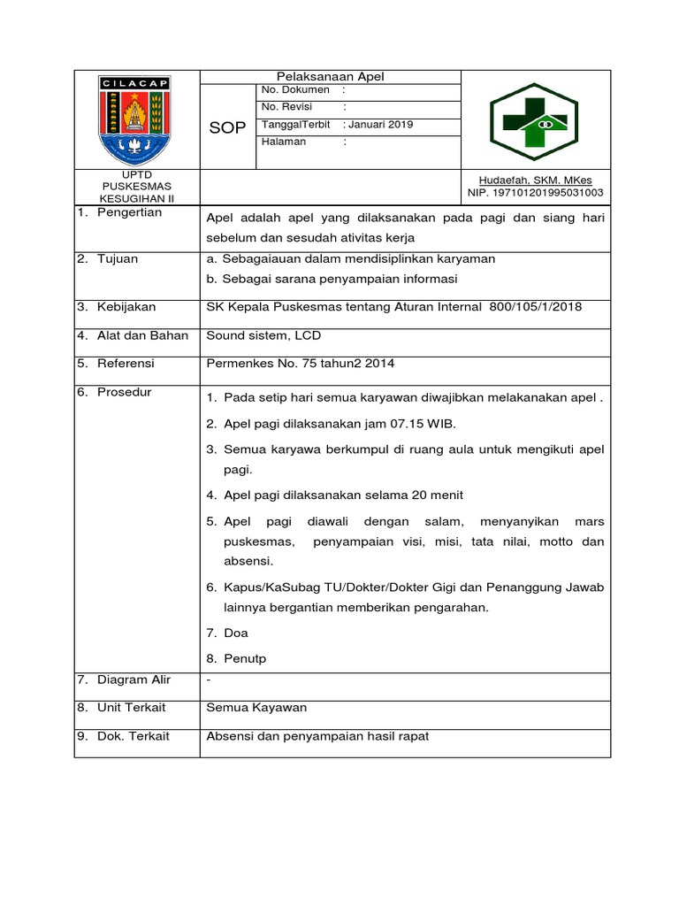 Sop Pelaksanaan Apel | PDF