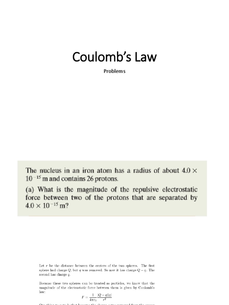 Coulomb's Law: Problems | PDF