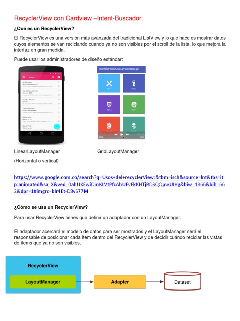 RecyclerView Con Cardview Intent Buscador | PDF | Java (lenguaje de ...