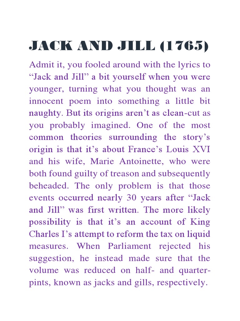 Jack and Jill | PDF