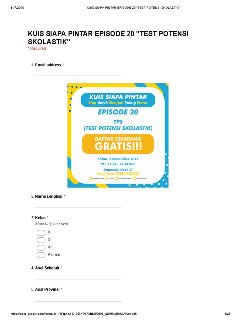 Soal - Kuis Siapa Pintar Episode 20 - Test Potensi Skolastik PDF | PDF