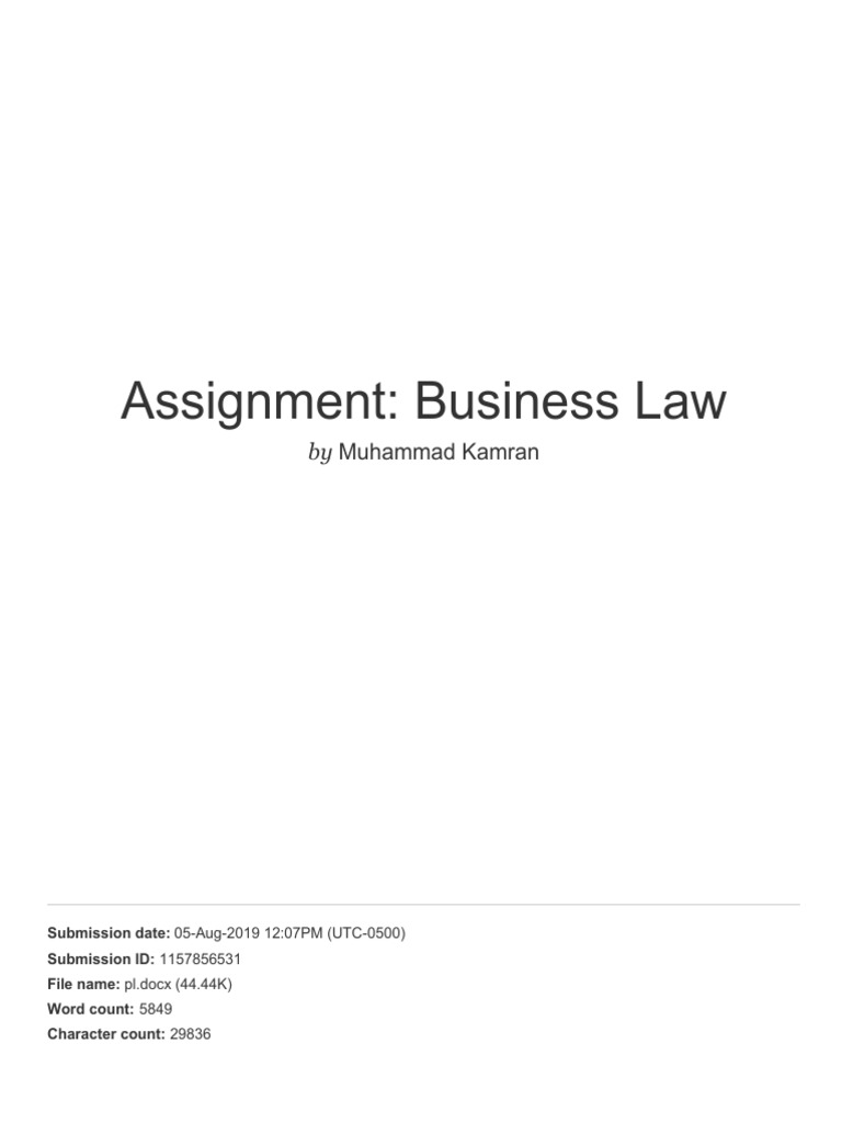 Assignment - Business Law PDF | PDF | Universities And Colleges | Business