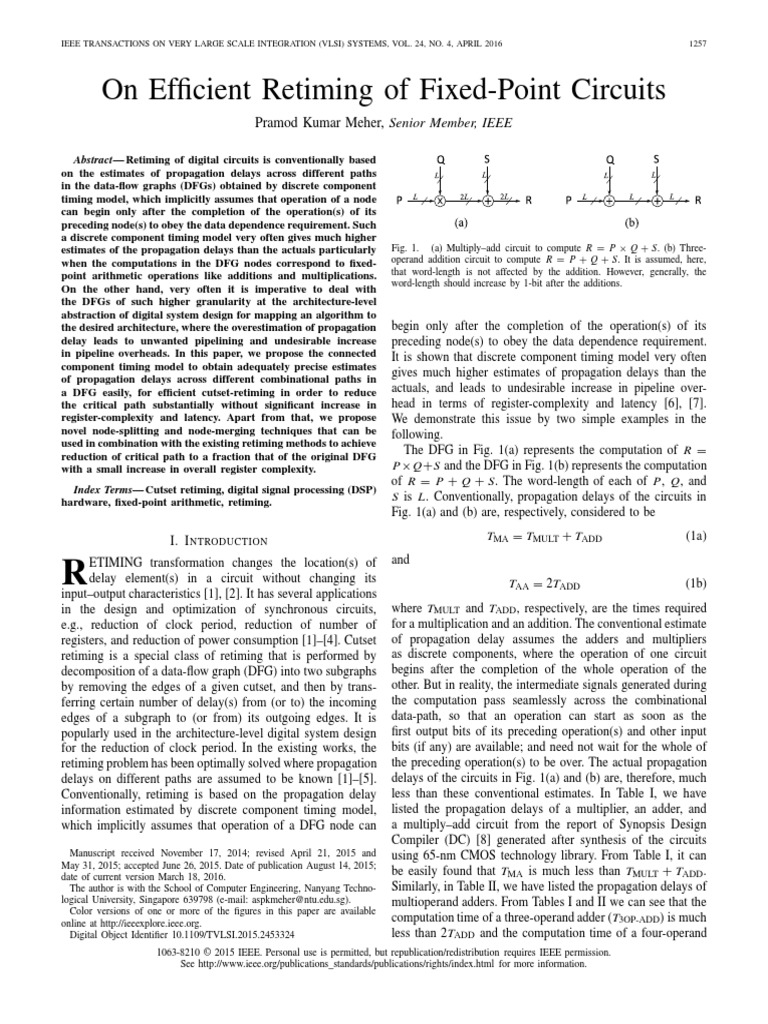 On Efficient Retiming of Fixed-Point Circuits: Pramod Kumar Meher ...