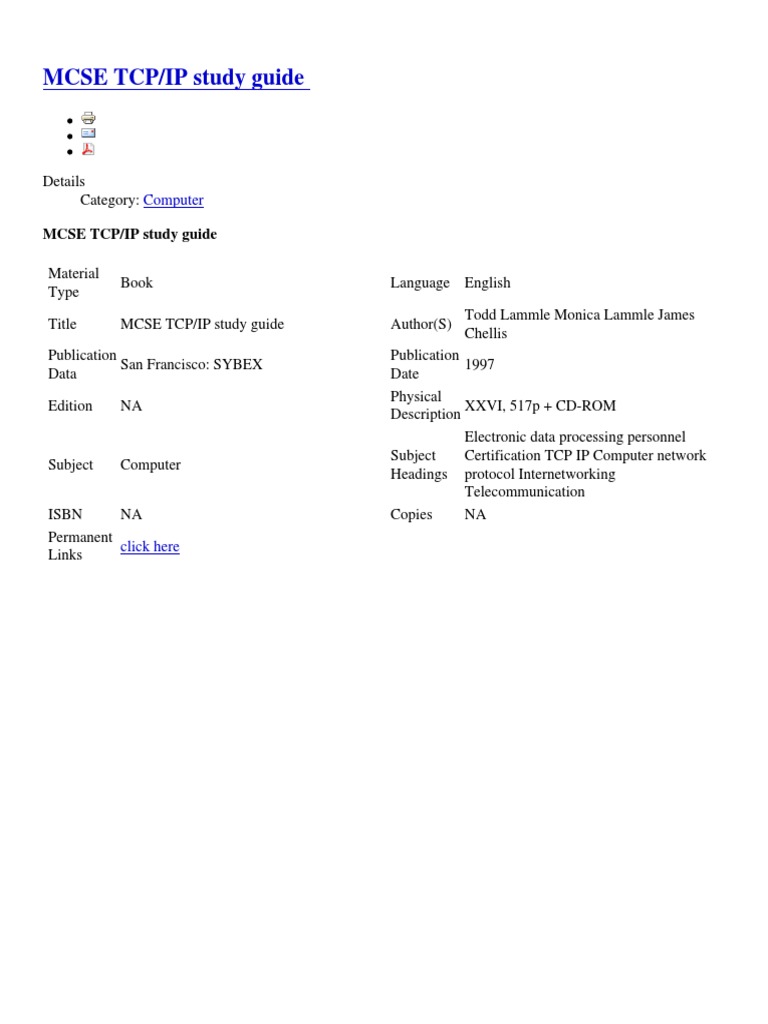 MCSE TCP/IP Study Guide: Computer | PDF