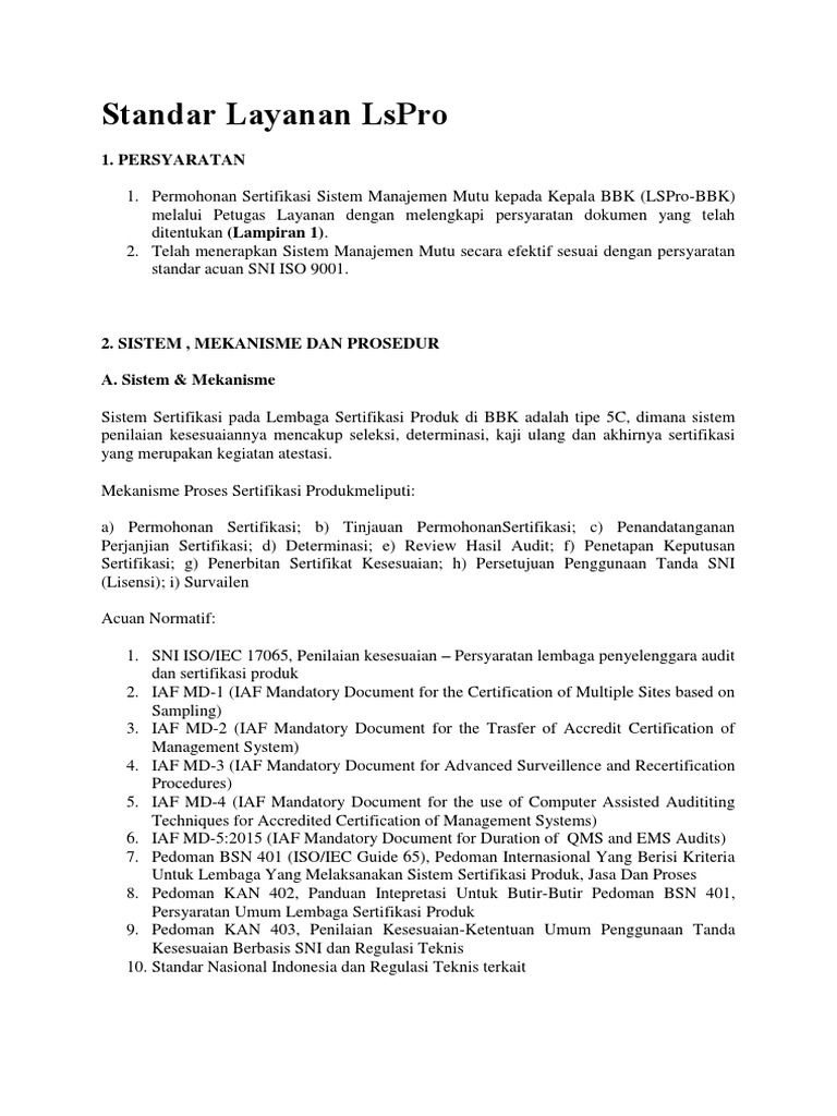 Standar Layanan Sertifikasi LSPro | PDF | Teknologi & Rekayasa