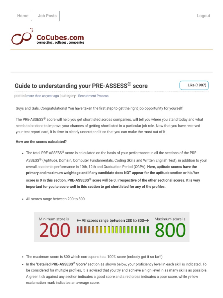 Guide To Understanding Your PRE-ASSESS - Sup - ® - Sup - Score | PDF ...