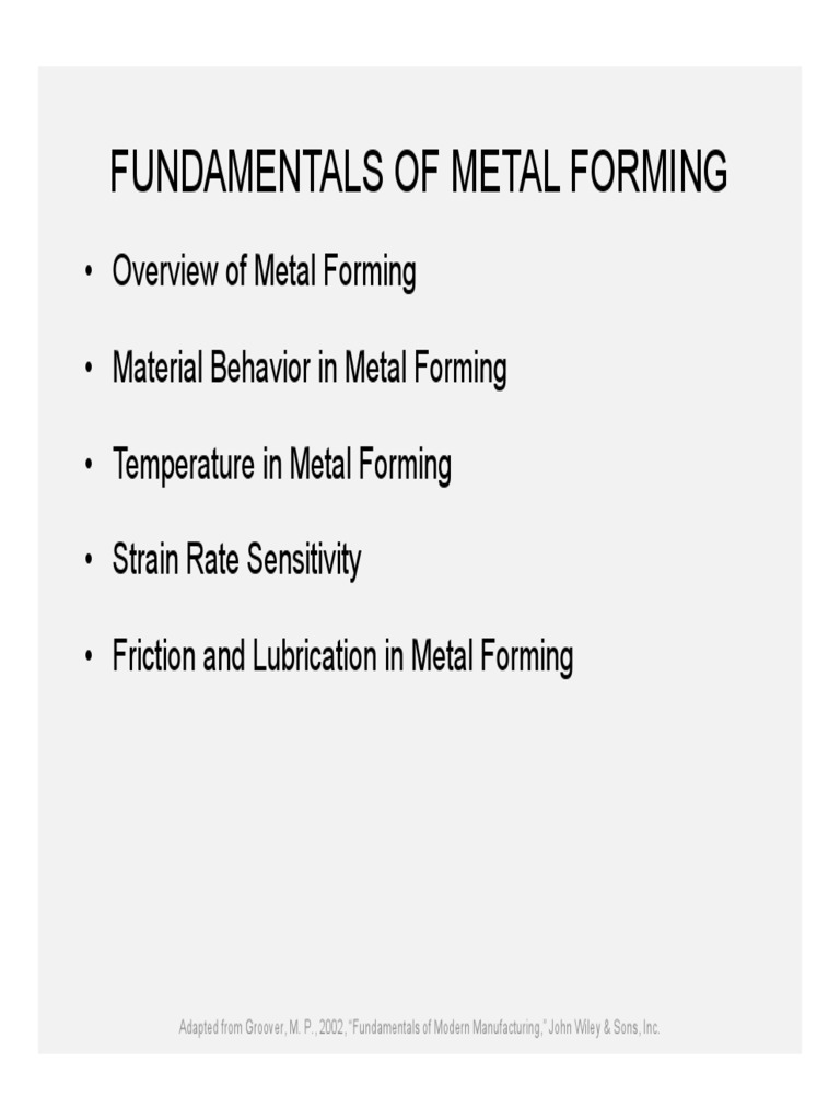 Fundamentals of Metal Forming | PDF | Deformation (Engineering ...