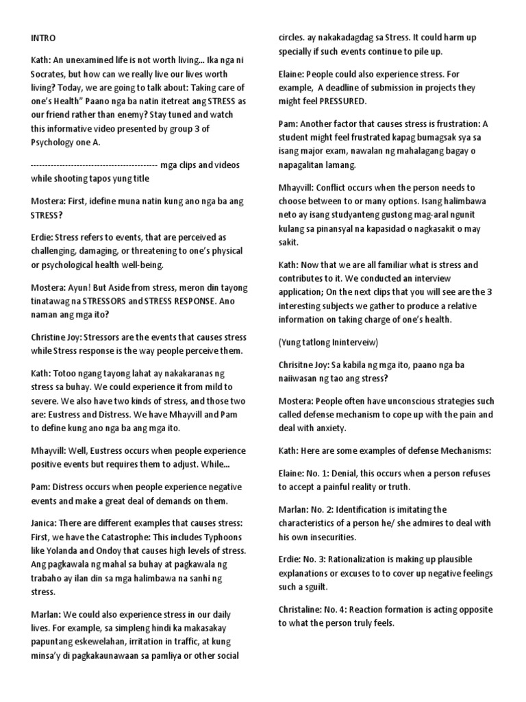 Script Uts | PDF | Defence Mechanisms | Stress (Biology)