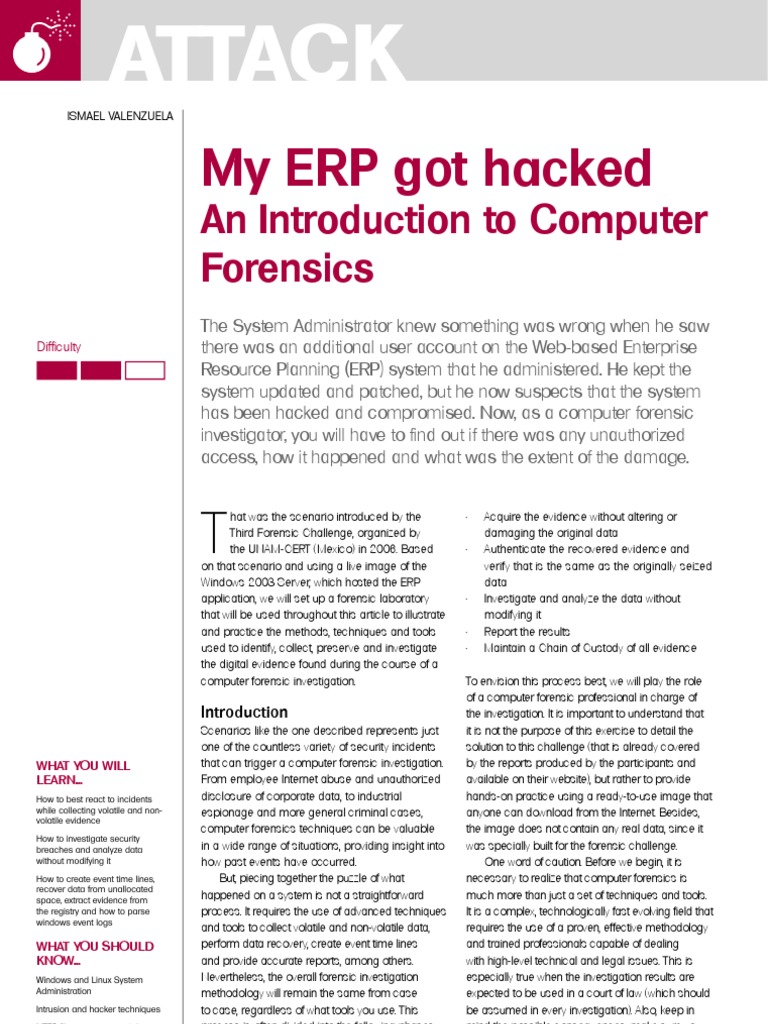 A Methodical Investigation: Examining a Potential ERP Hack Through Digital Forensics | PDF ...